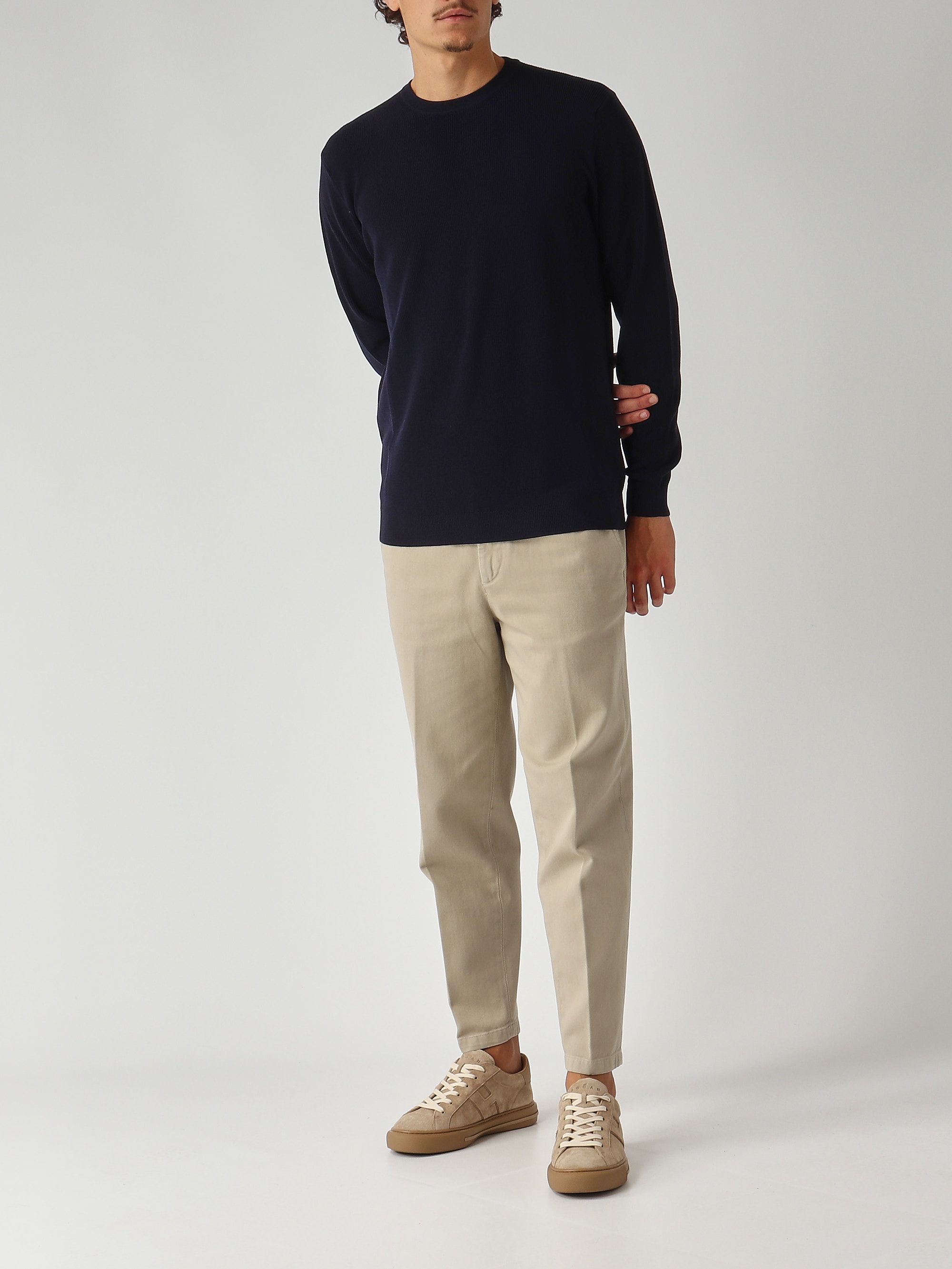 Men's sweater in royal merino gc1mlrm16p Indigo | Caposerio.com