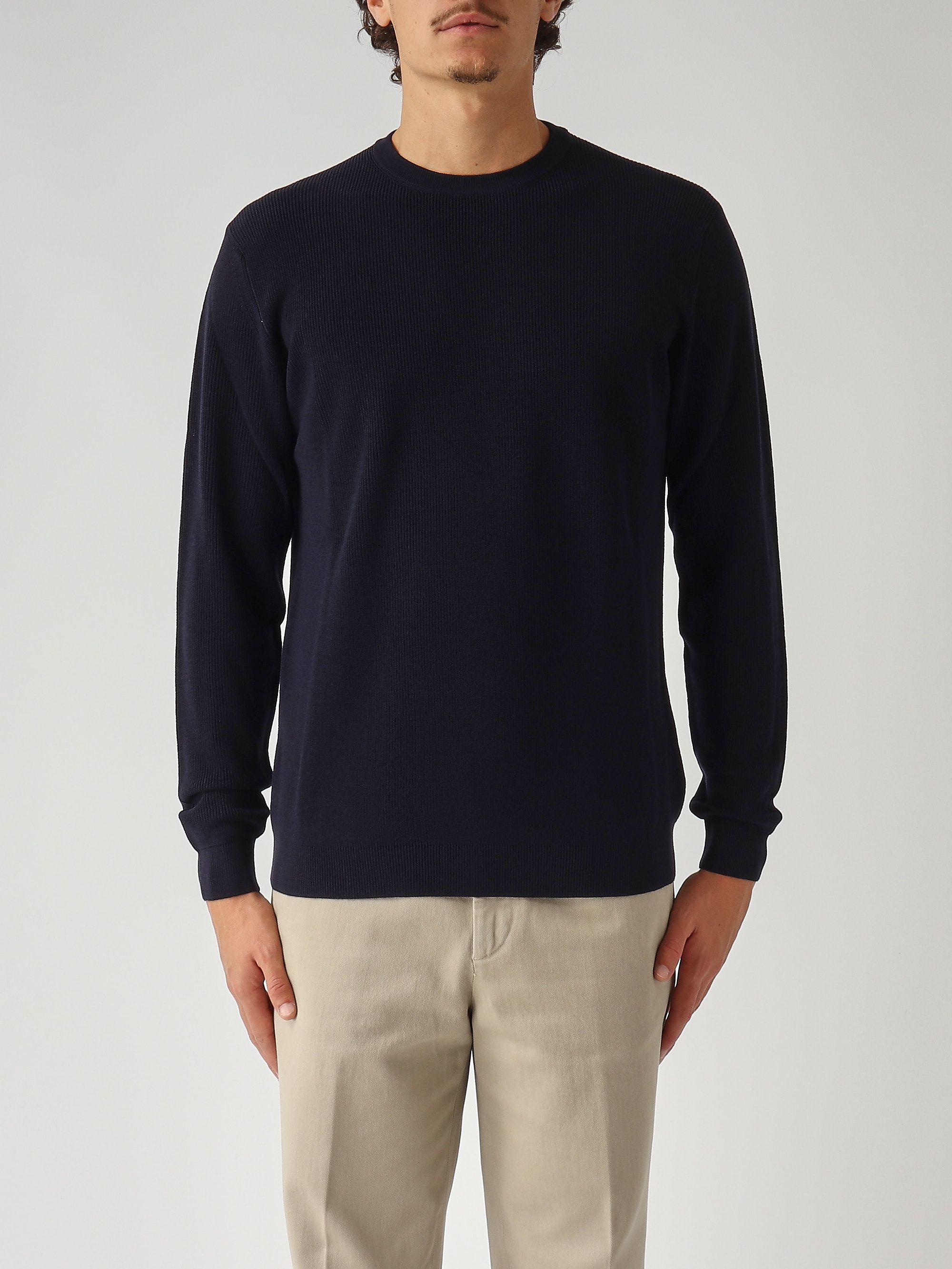 Men's sweater in royal merino gc1mlrm16p Indigo | Caposerio.com