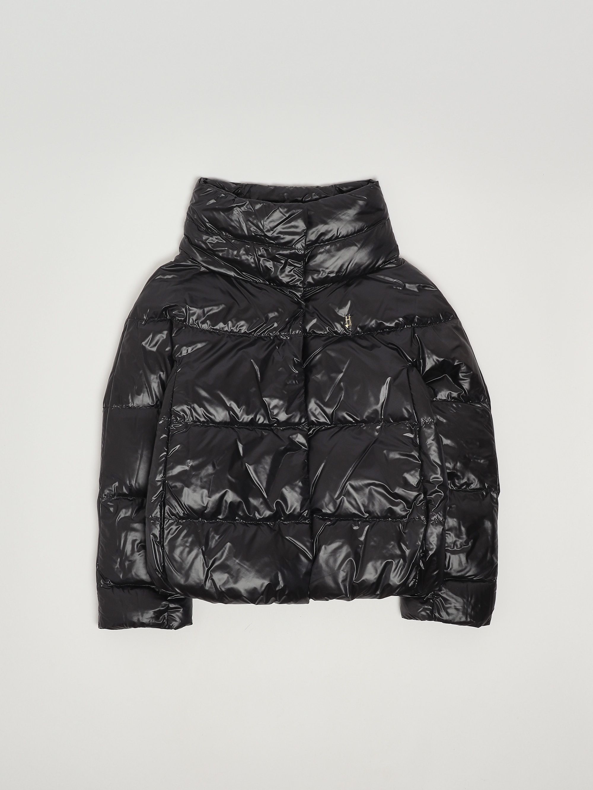 Herno Shiny nylon down jacket for girls - Black | Caposerio.com