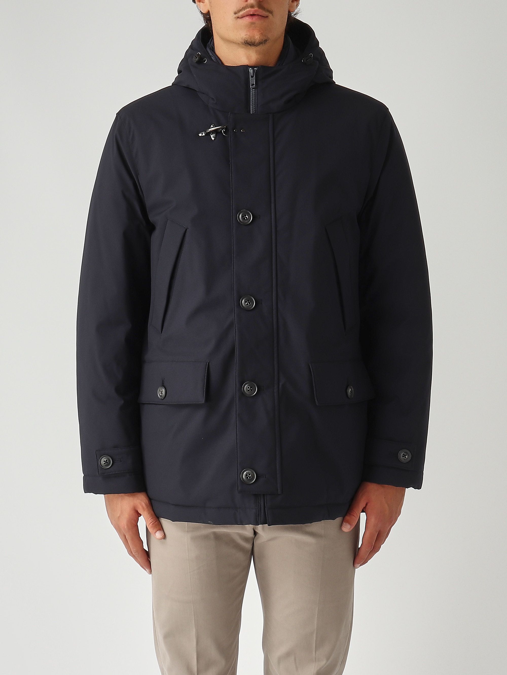 Technical gabardine peacoat for men nam13510220xlm Navy Blue | Caposerio.com