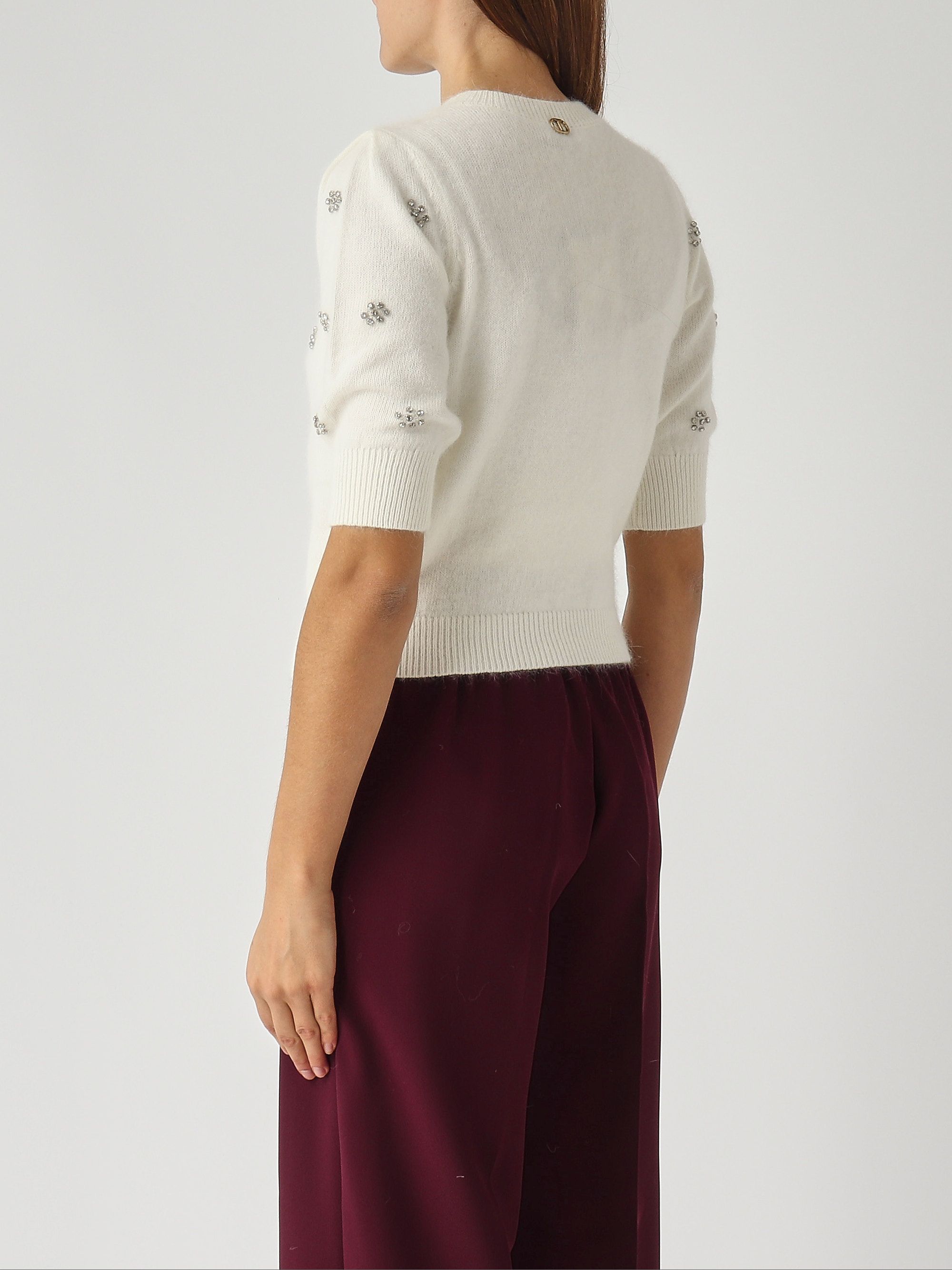 Women's angora-blend sweater 252tt3181 Snow | Caposerio.com