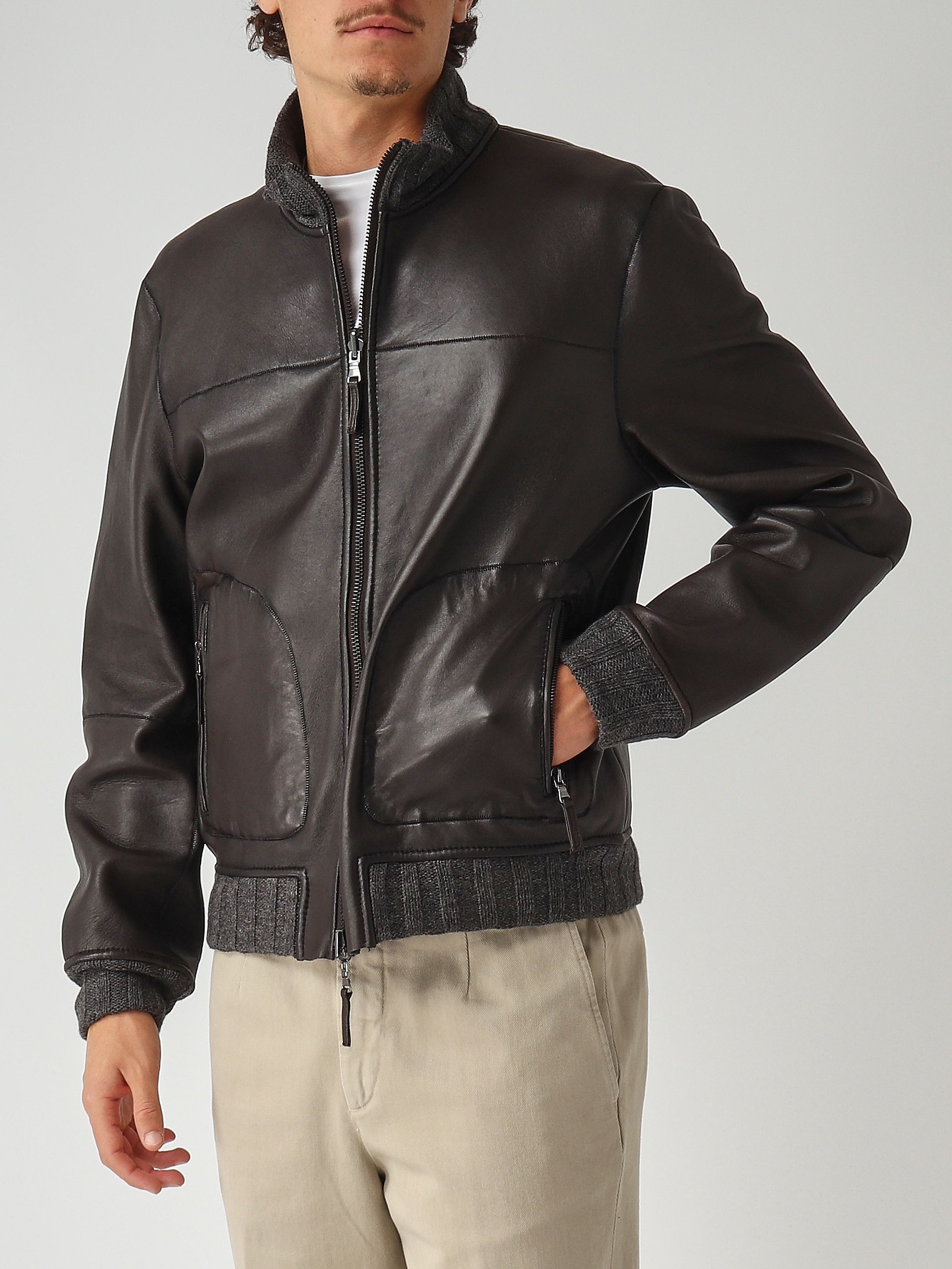Cash jacket in nappa leather for men casrbpds Dark brown | Caposerio.com