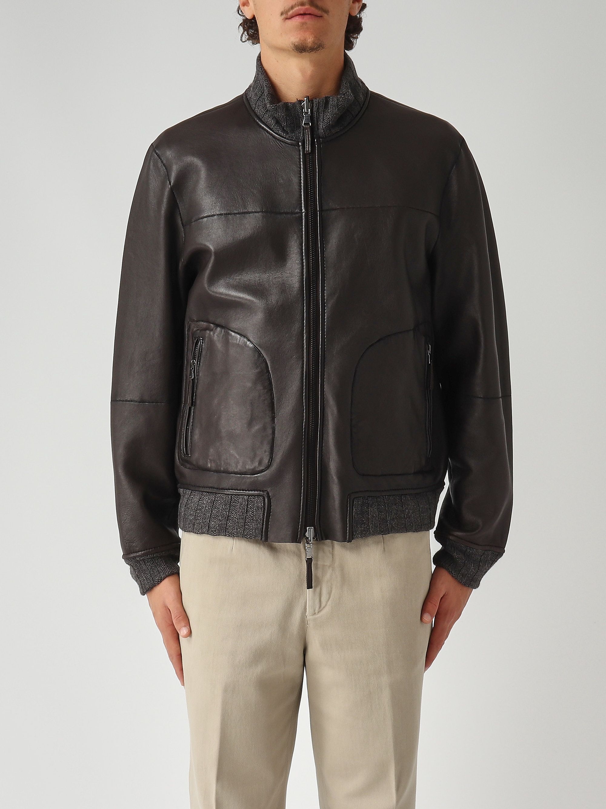Cash jacket in nappa leather for men casrbpds Dark brown | Caposerio.com