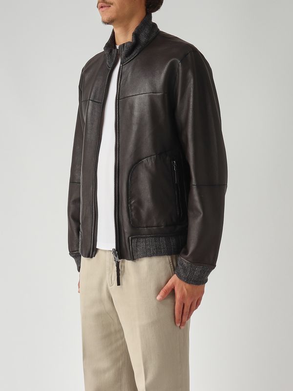 Cash jacket in nappa leather for men casrbpds Dark brown | Caposerio.com