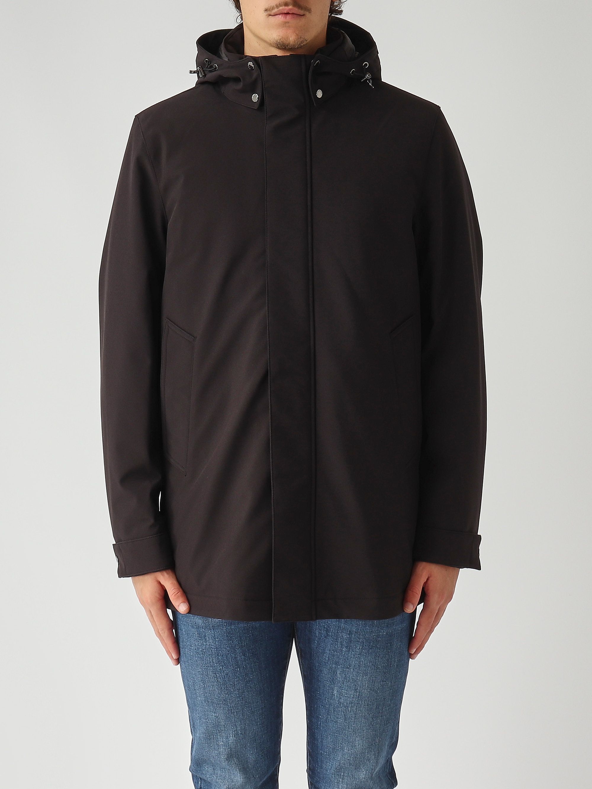 Parka homme en tissu softshell cfwoou2017mrut3496 Noir | Caposerio.com