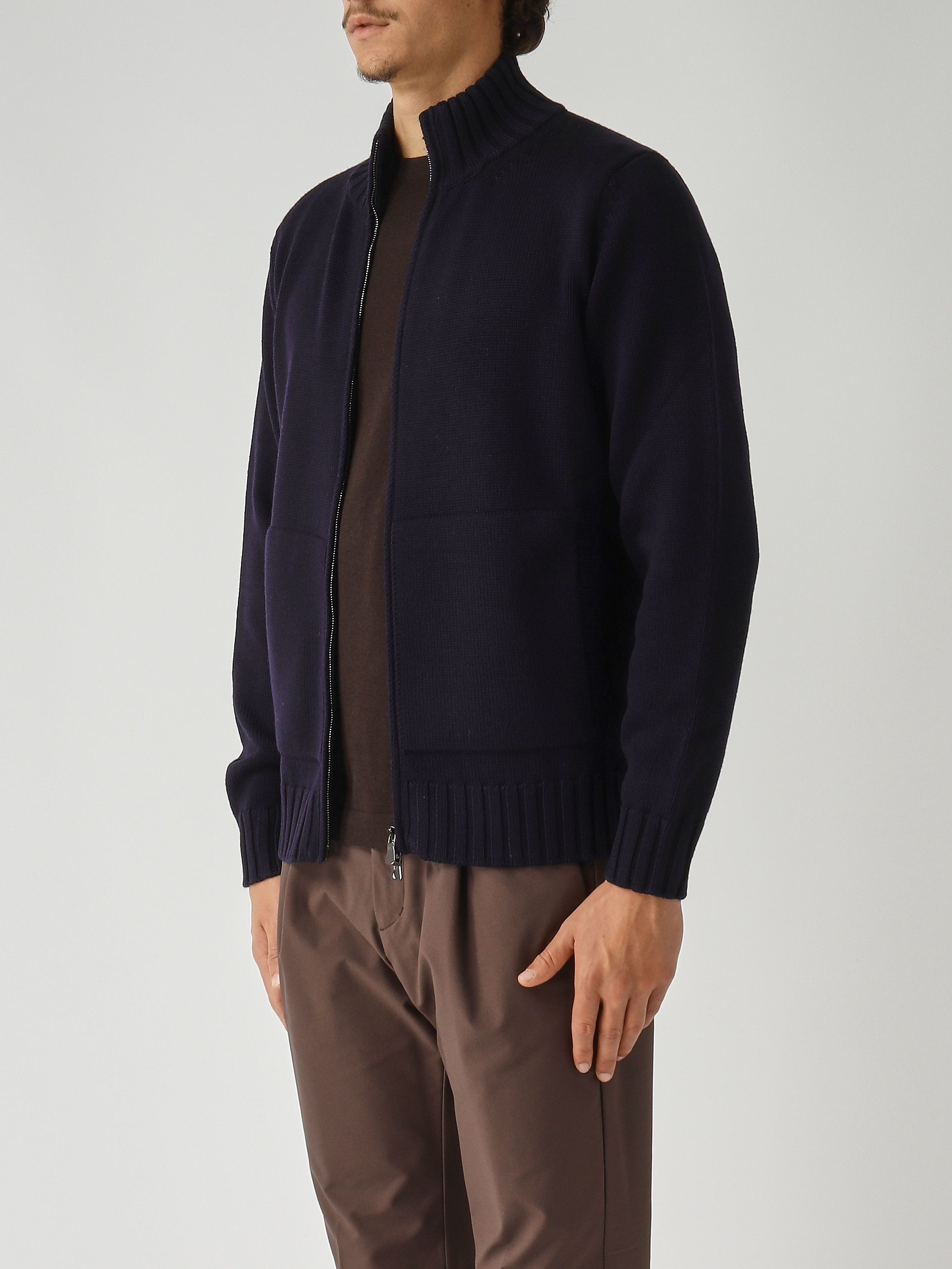 Filippo de Laurentiis Men's cardigan in royal merino - Navy | Caposerio.com