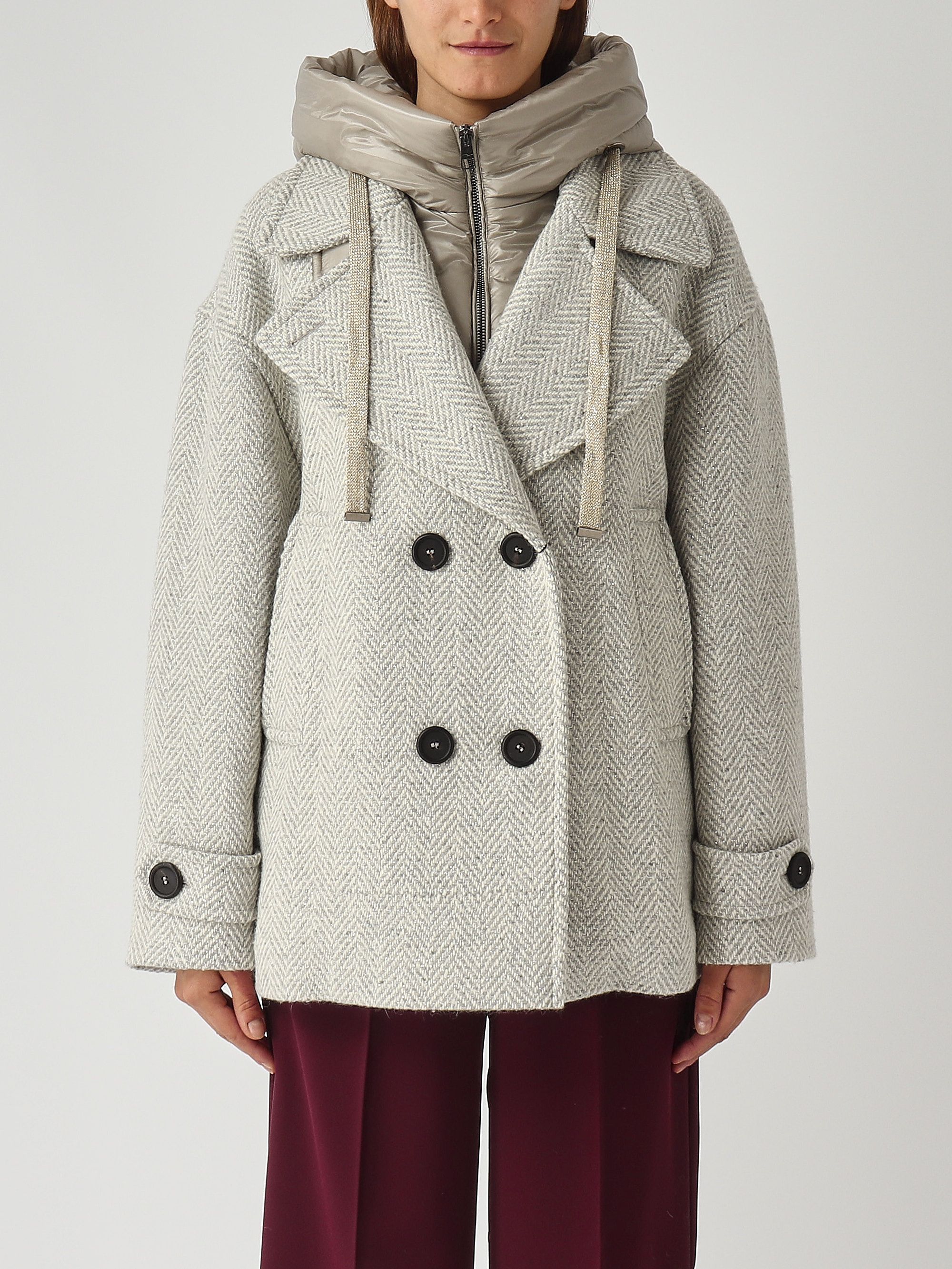 Wool-blend peacoat for women vw4406100 Turtle dove | Caposerio.com